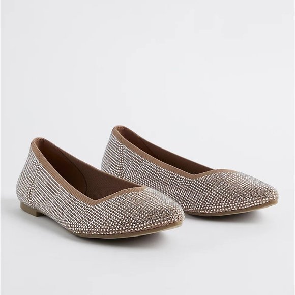 torrid | Shoes | Torrid Shoes Flats 8 9 Ww Wide Tan Rhinestone ...